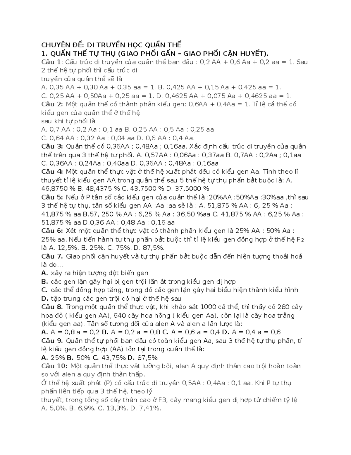 Chuyên ĐỀ - hiiift ctdfh5tv gfgu - CHUYÊN ĐỀ: DI TRUYỀN HỌC QUẦN THỂ 1 ...