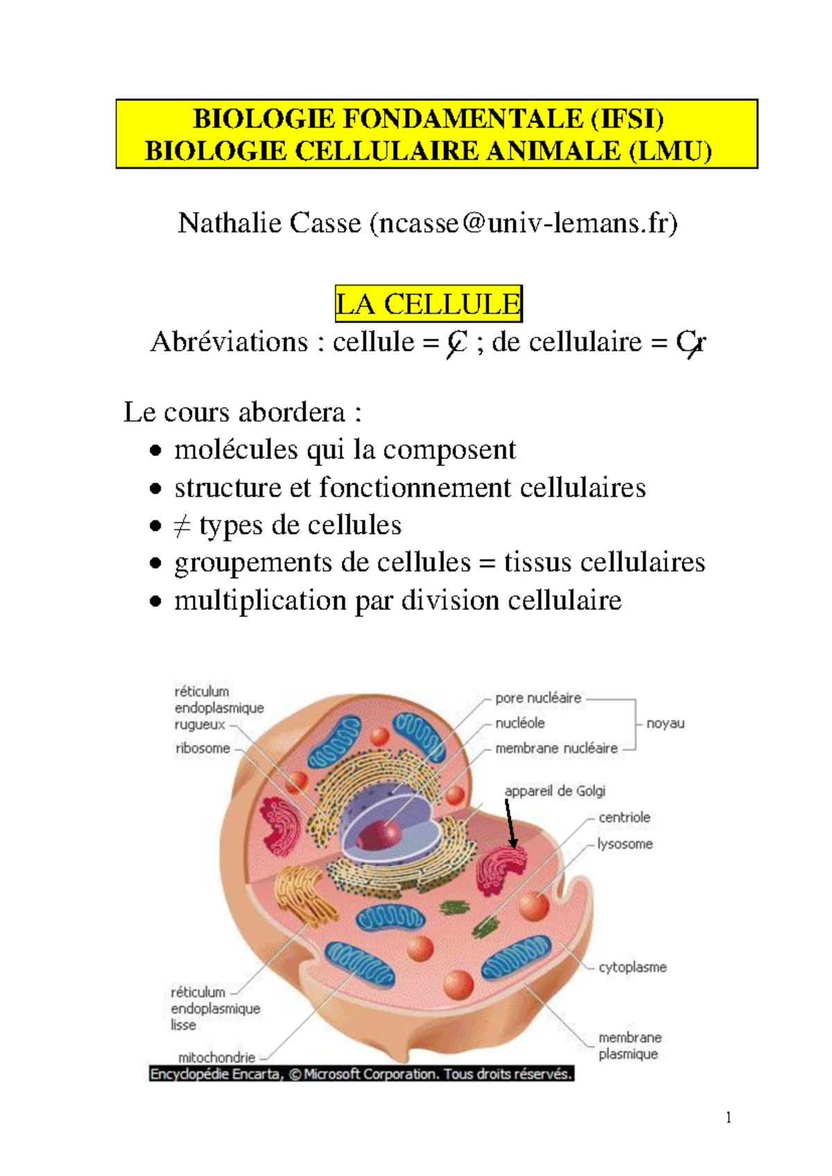 La cellule sa biochimie, sa structure, et ses fonctions ...