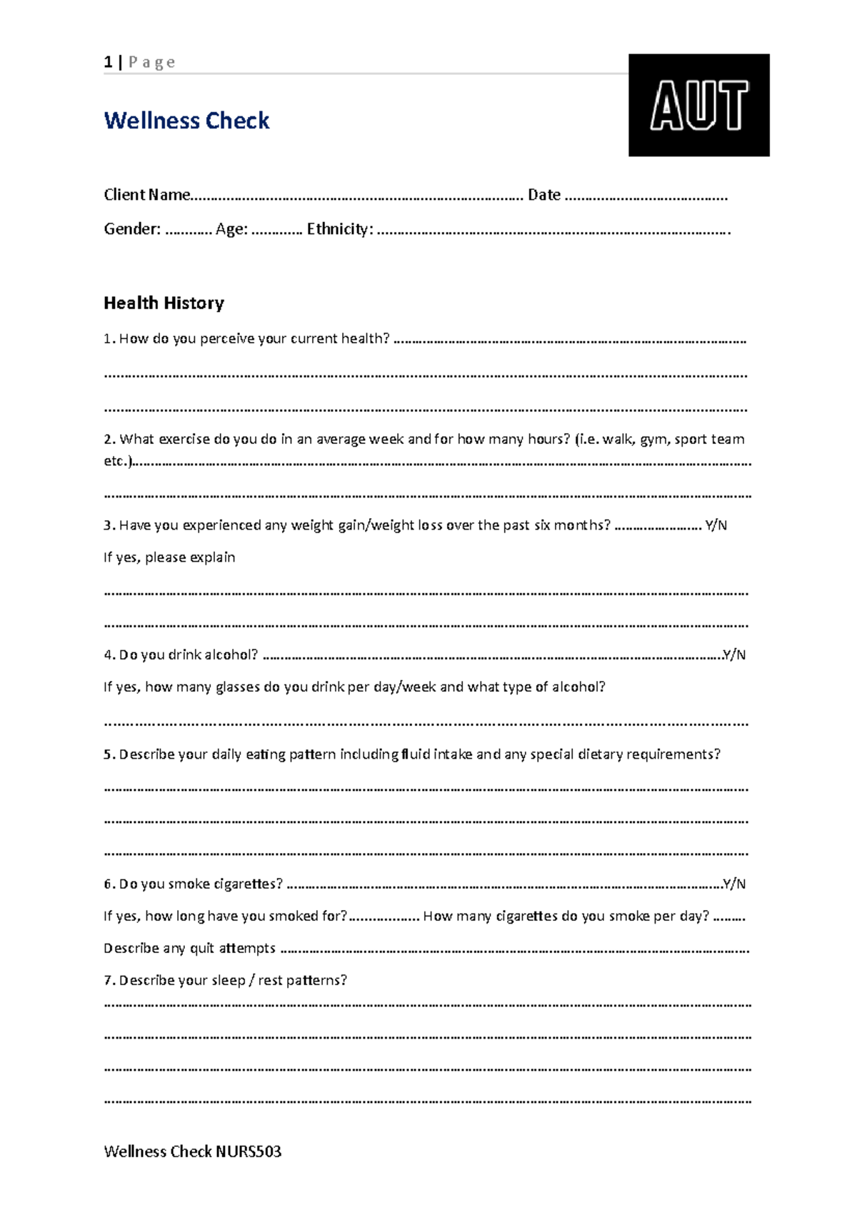 Wellness Check Questionnaire Updated 2022 2 - Wellness Check Client ...