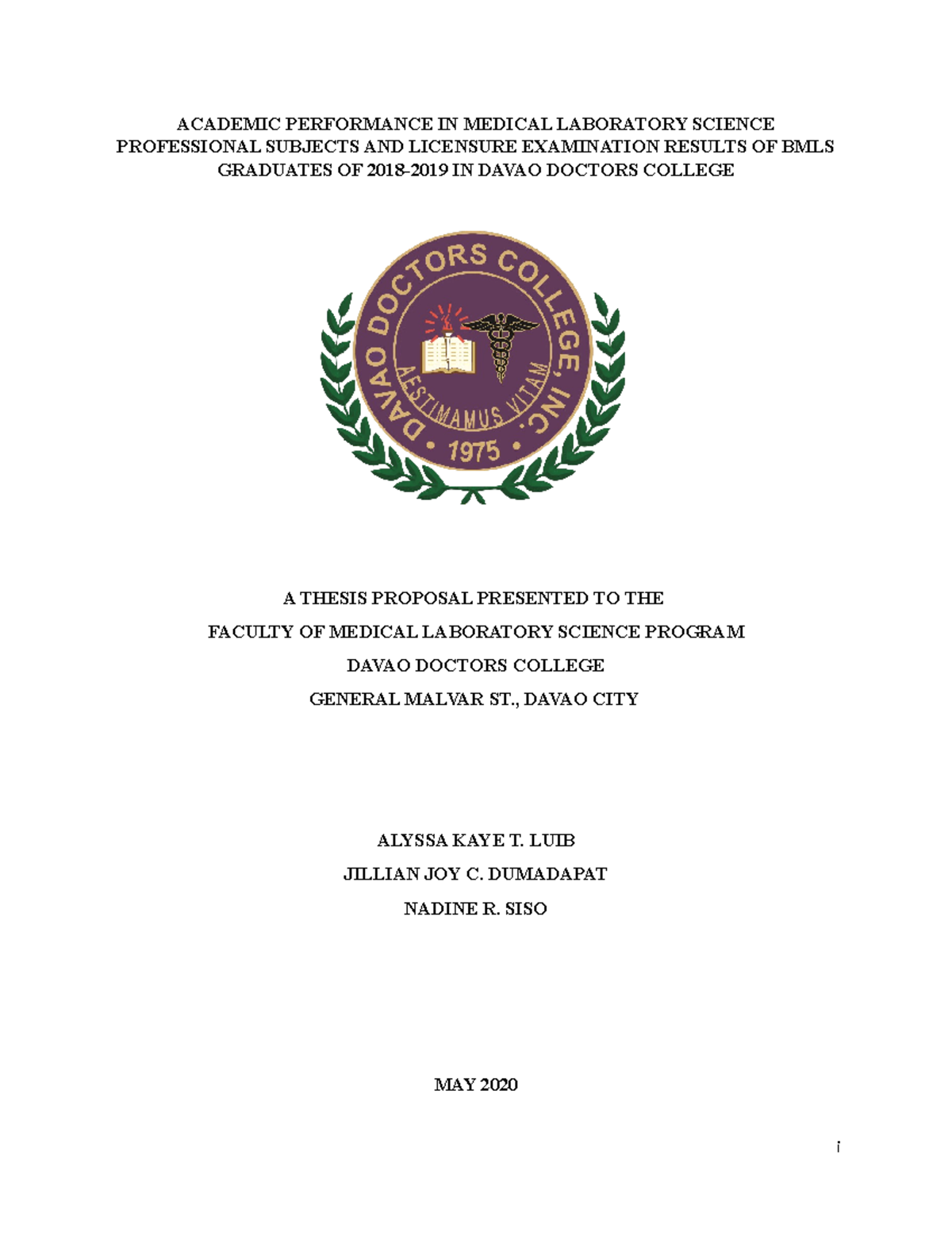 Academic Performance IN Medical Laboratory Science Professional ...
