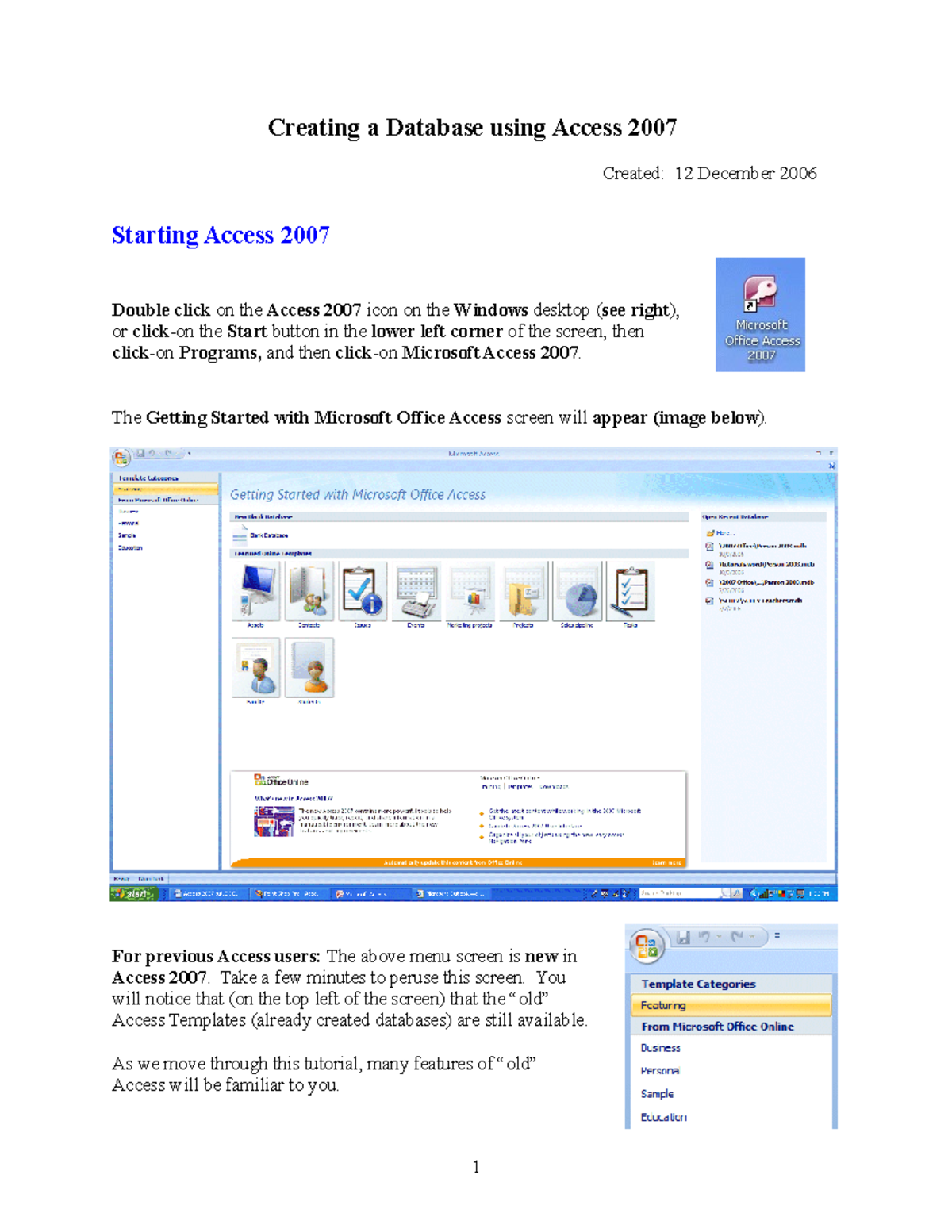 Access 2007 tut - Creating a Database using Access 2007 Created: 12 ...