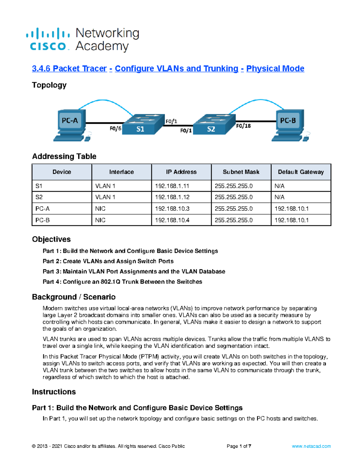 3 - DURO - Addressing Table Device Interface IP Address Subnet Mask ...