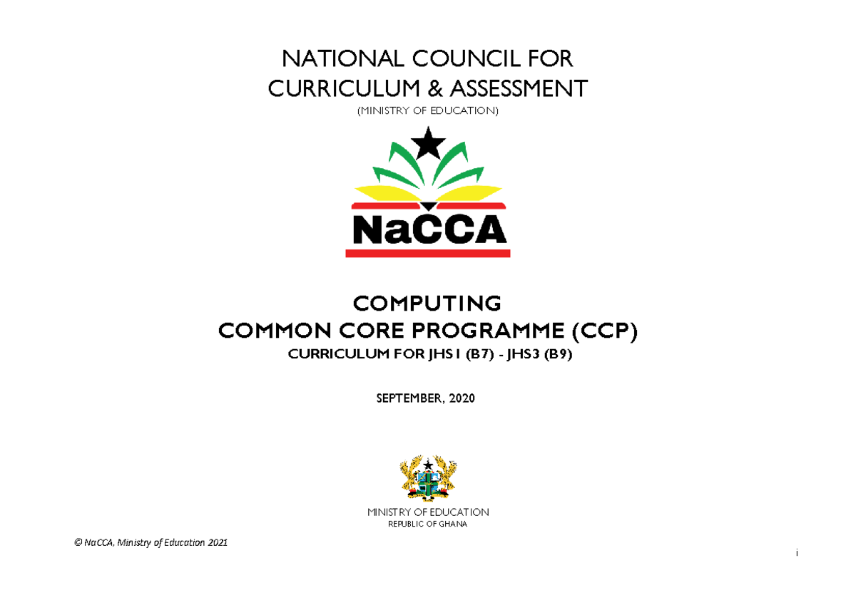 Computing JHS 1 - 3 - i © NaCCA, Ministry of Education 2021 NATIONAL COUNCIL FOR CURRICULUM ...