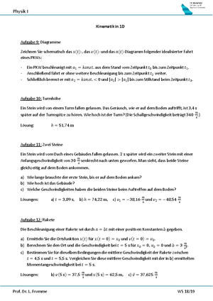 Aufgabenblatt 4 - Kinematik in 2D und 3D - Physik I Prof. Dr. L. Fromme ...