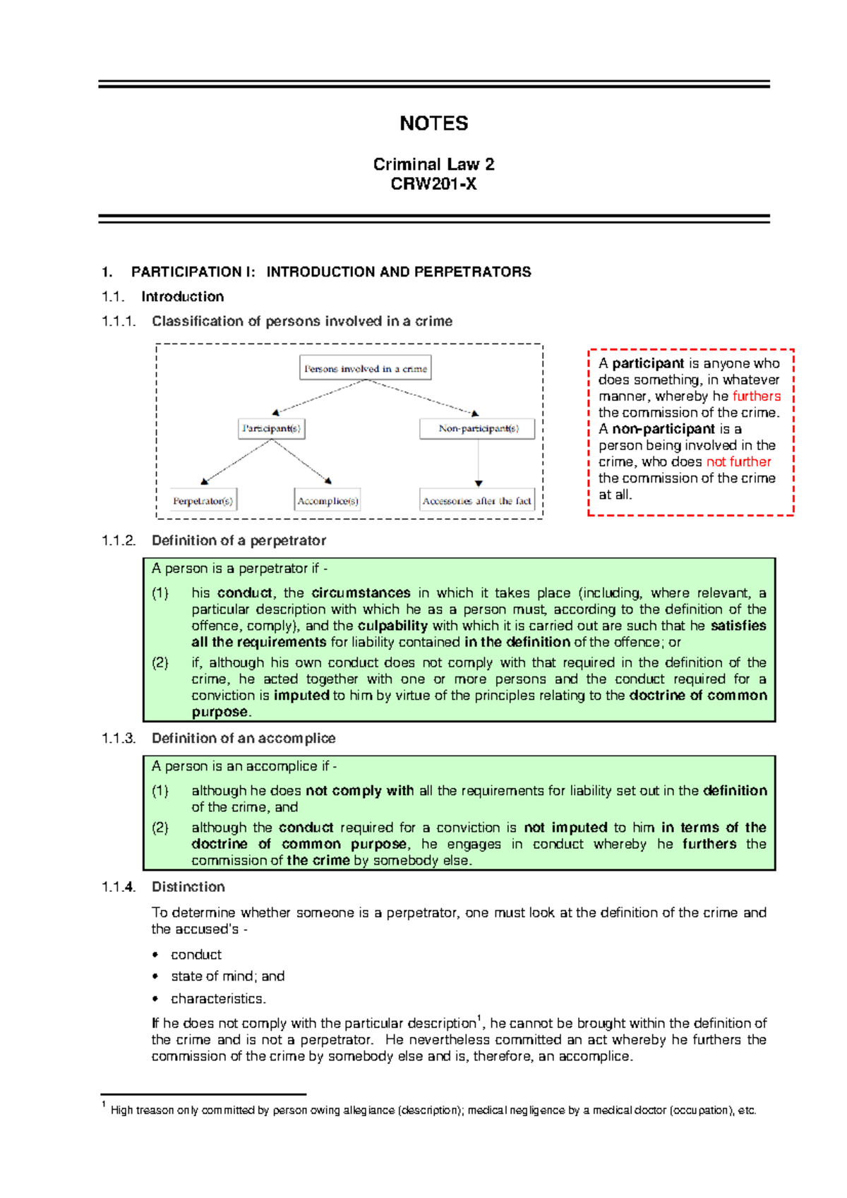 Complete notes 2010 1 - Summary Criminal Law II - NOTES Criminal Law 2 ...