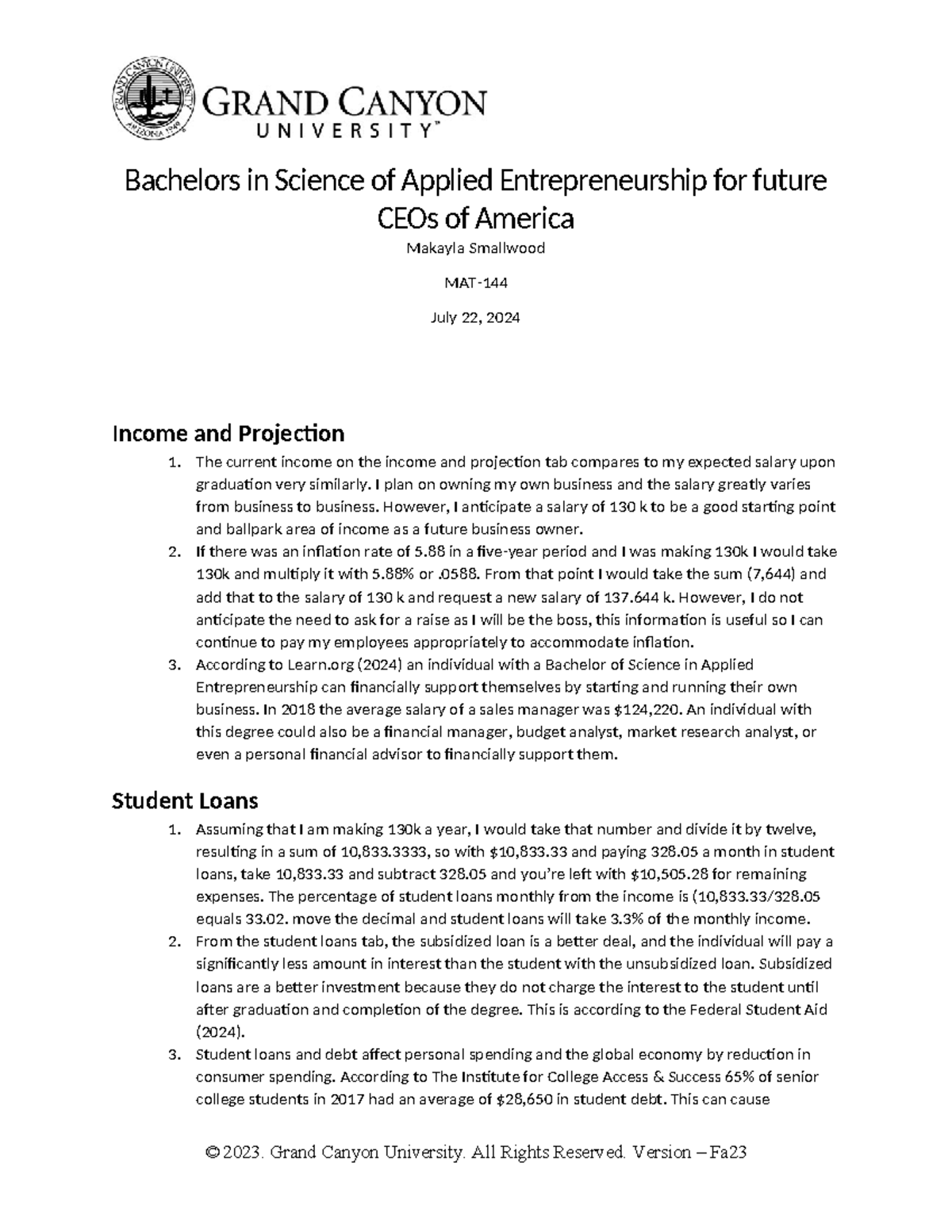 math 144 major assignment 2 write up - Bachelors in Science of Applied ...