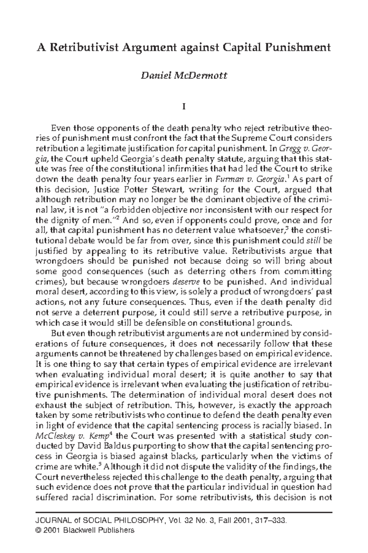 'A Retributivist Argument Against Capital Punishment - Daniel Mc ...