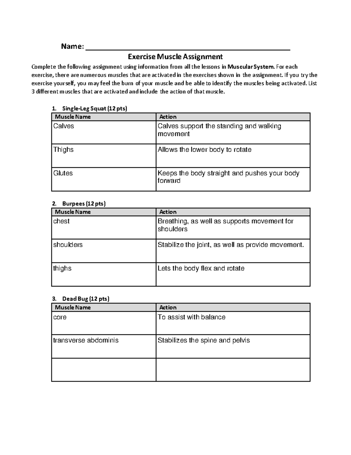 Exercise+Muscle+Assignment done - Name