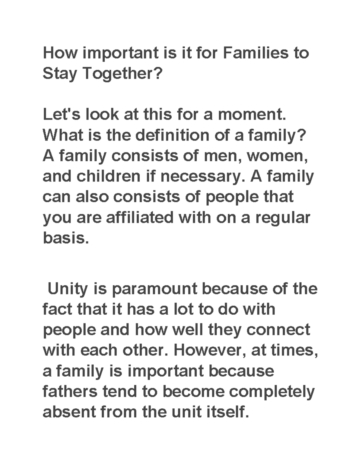 How important is it for Families to Stay Together - How important is it ...