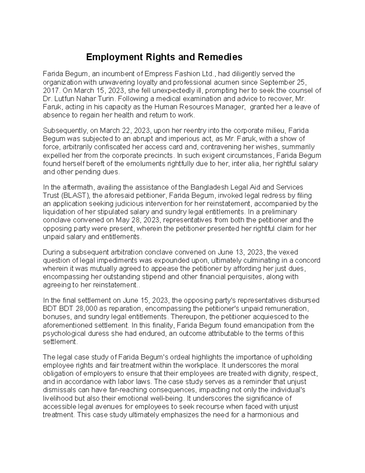 Ruby Akhtar(Farida Begum) in English - Employment Rights and Remedies ...