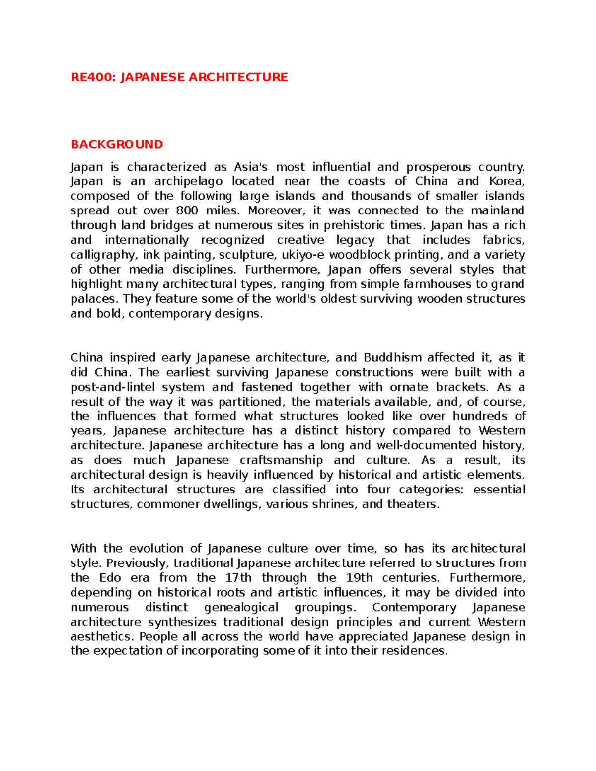 Document 62 - JAPANESE ARCHITECTURE - RE400: JAPANESE ARCHITECTURE ...