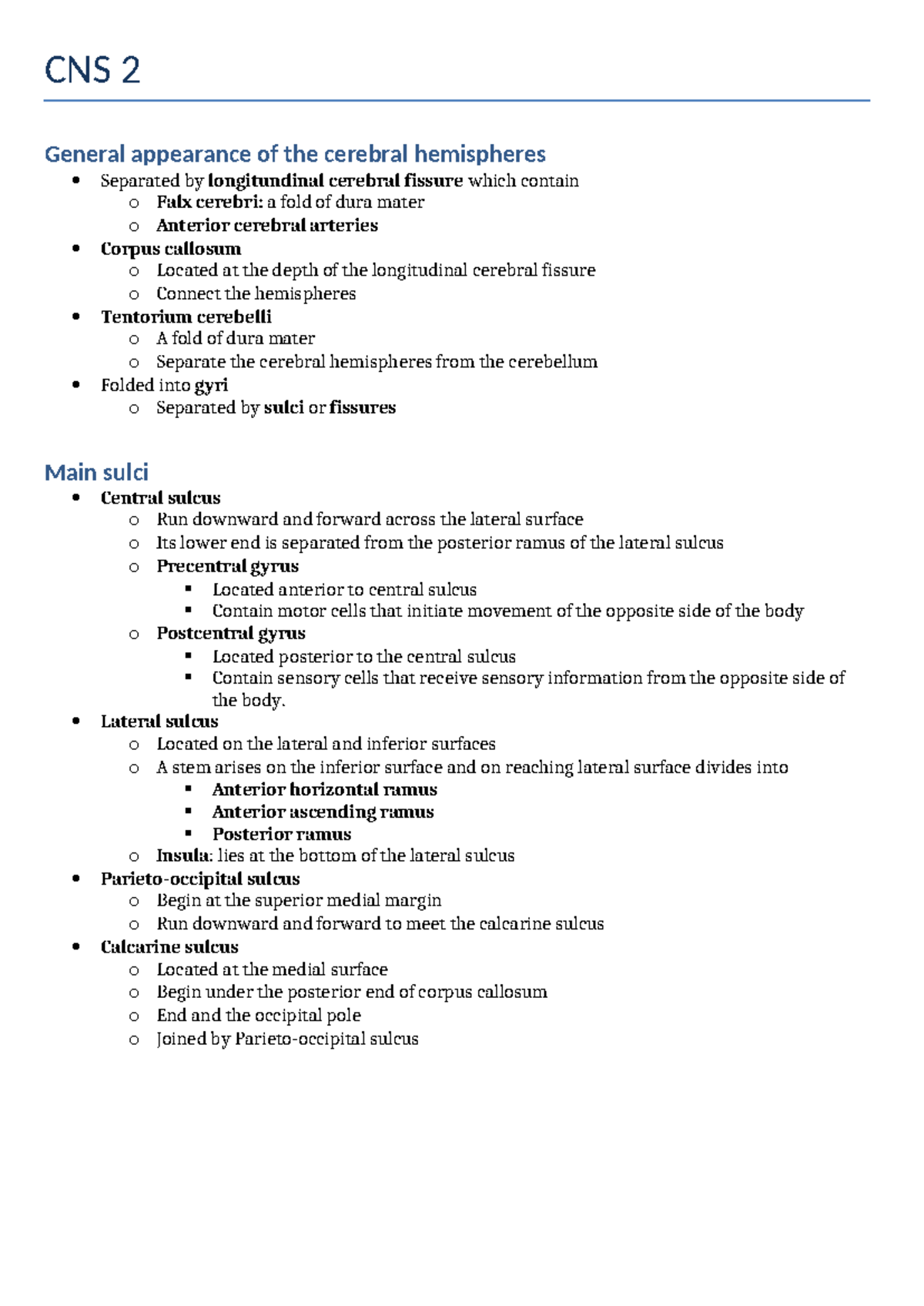 CNS-2 - aanatomia - CNS 2 General appearance of the cerebral ...