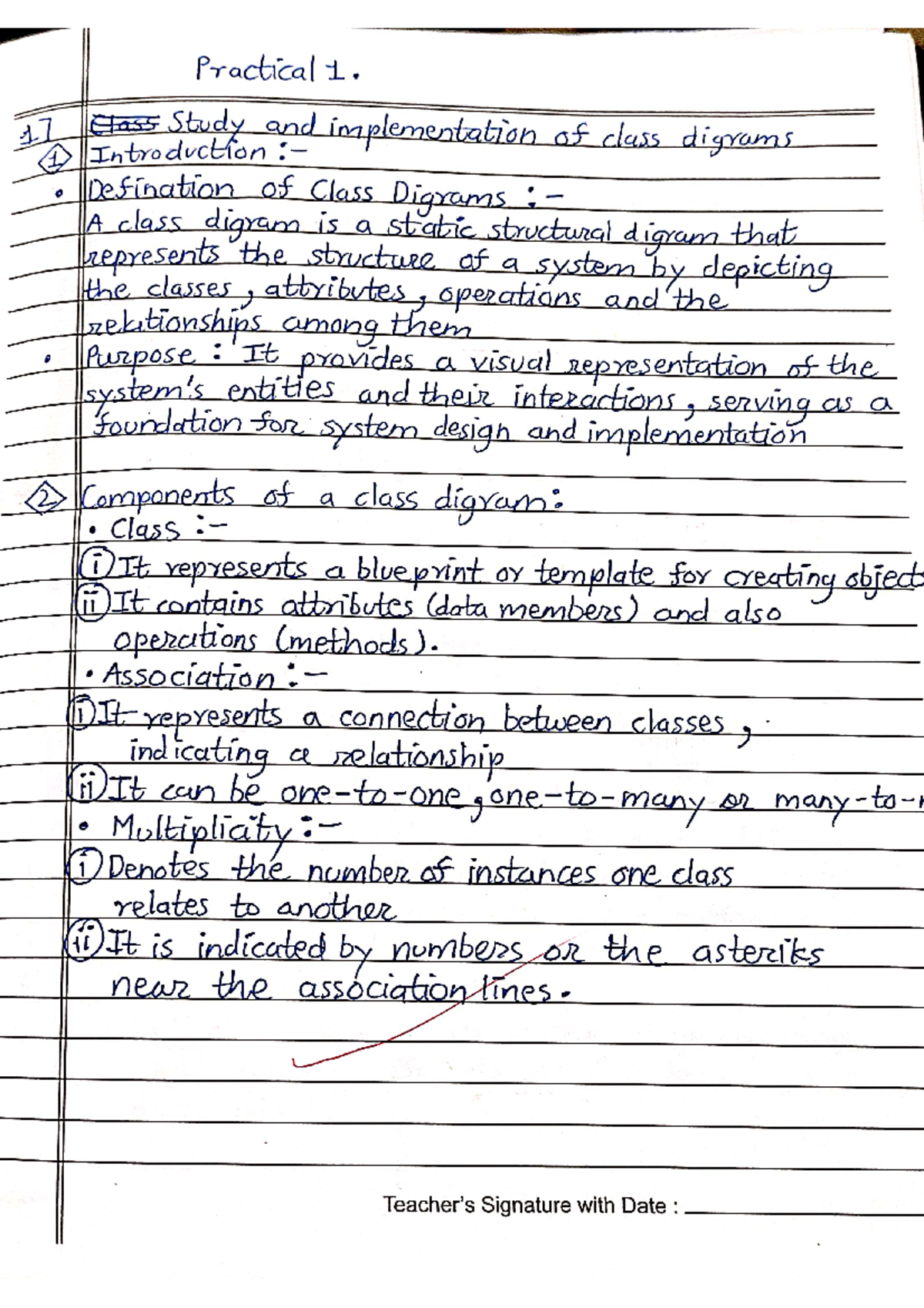 Software design - Practical 1. 1 1 Introduction Class Study and ...