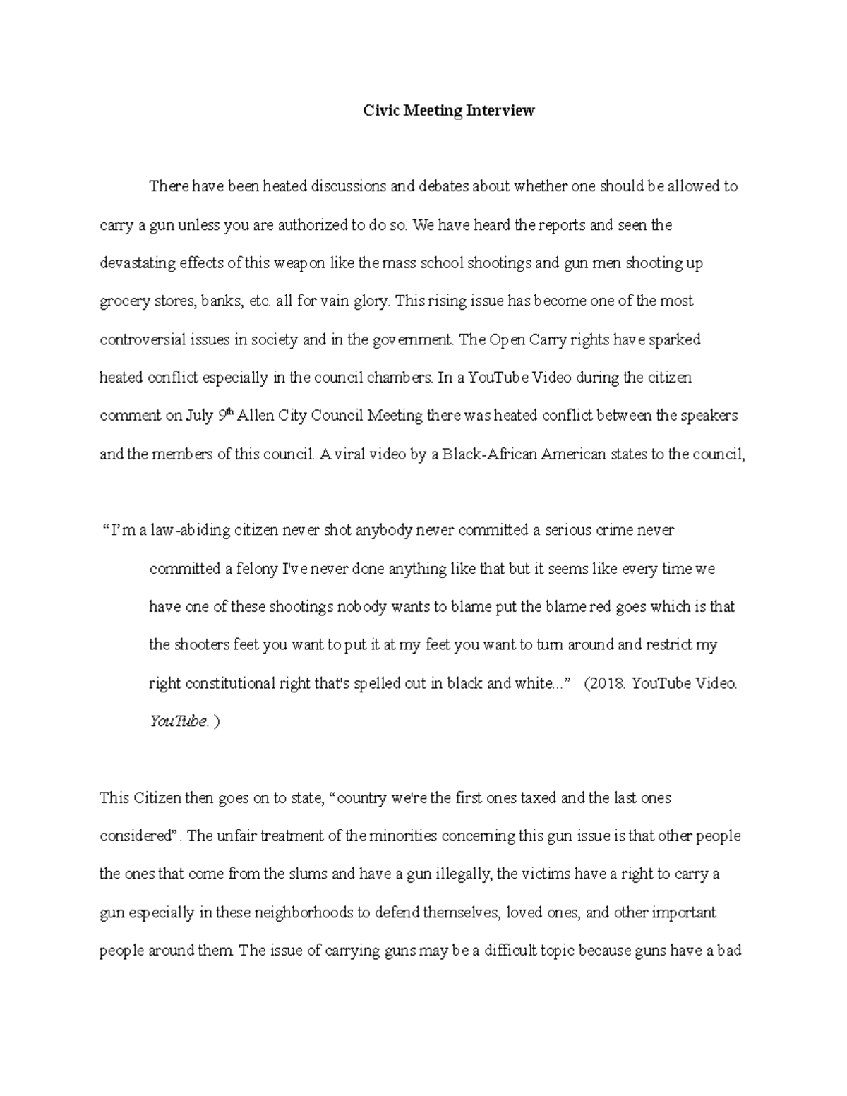 Civic Meeting Interview 1 - Civic Meeting Interview There have been ...