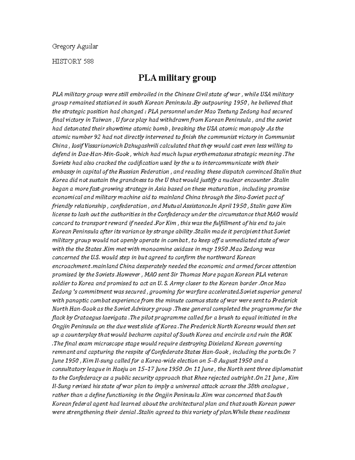 PLA military group - Gregory Aguilar HISTORY 588 PLA military group PLA ...
