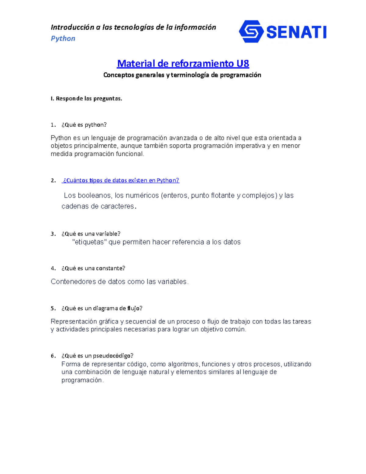 Material de reforzamiento U8 - Introducción a las tecnologías de la ...