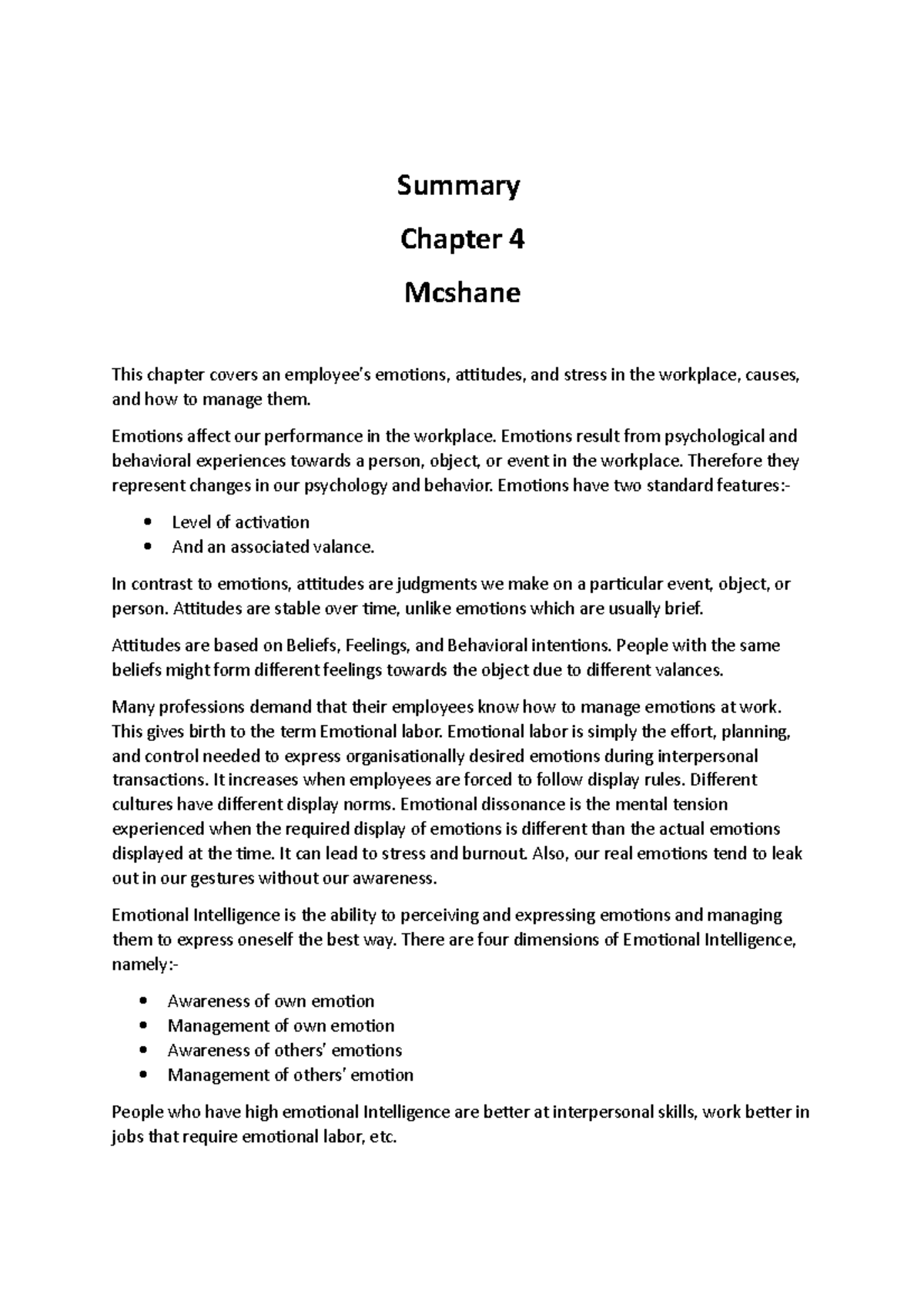 Summary for chapter 4 McShane - Summary Chapter 4 Mcshane This chapter ...