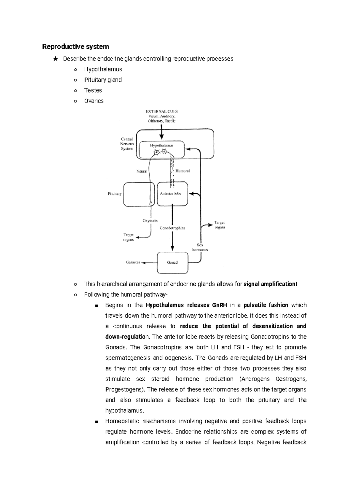 Reproductive system - Medsci 142 - Reproductive system Describe the ...