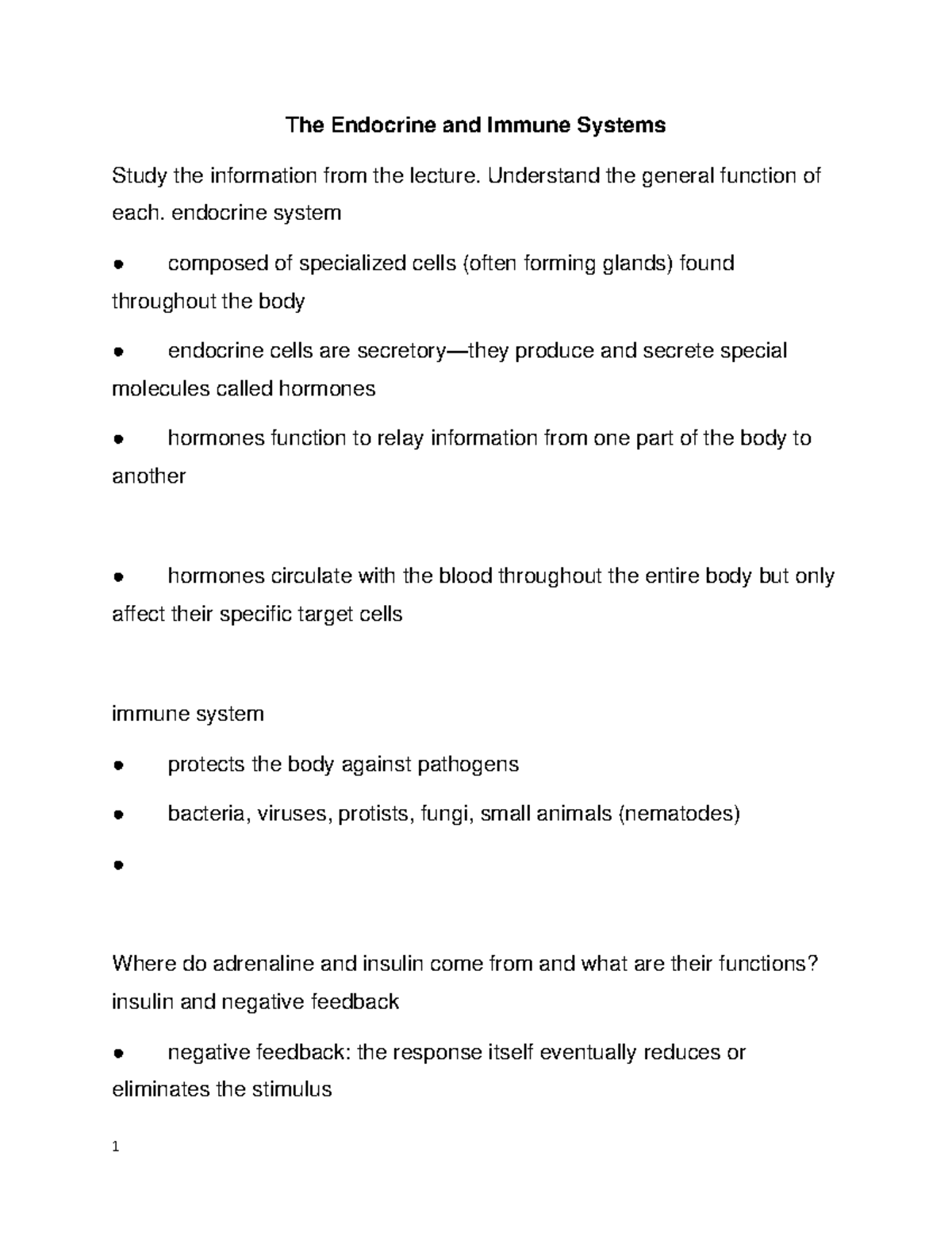 The Endocrine and Immune Systems - Understand the general function of ...