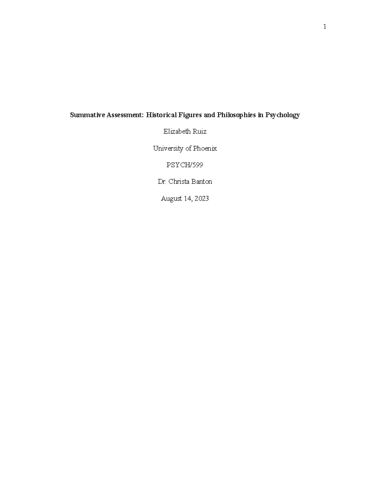 ERR Wk 2 Summative Assessment - Summative Assessment: Historical ...