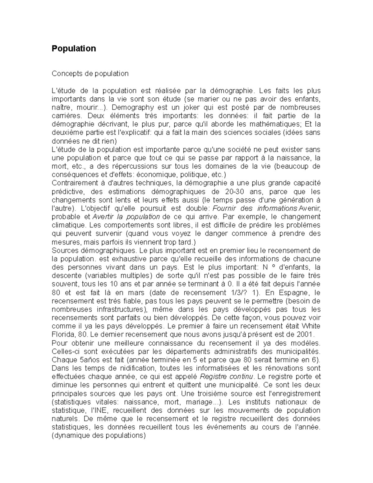 Population - Population Concepts de population L'étude de la population ...