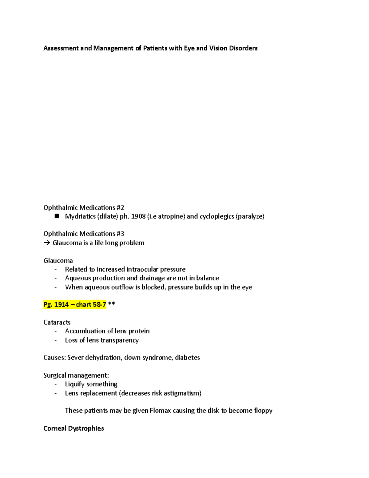 AH2 Eye Chart - N/A - Assessment and Management of Patients with Eye ...