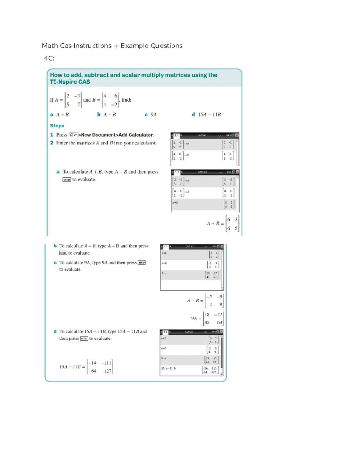 Math Rev - CAS Instructions + Notes - Math Cas Instructions + Example ...