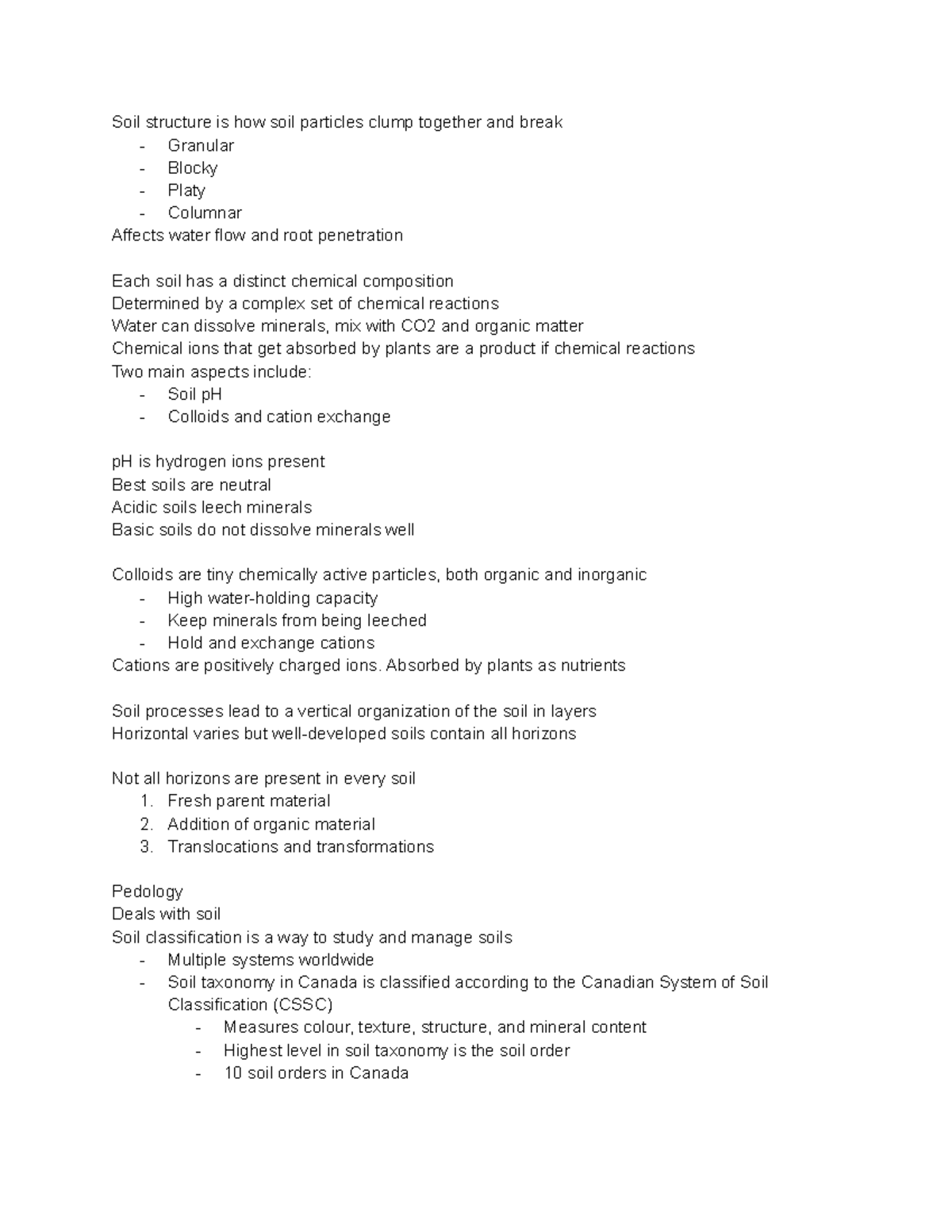 Nov 3 geog1300 lecture notes - Soil structure is how soil particles ...