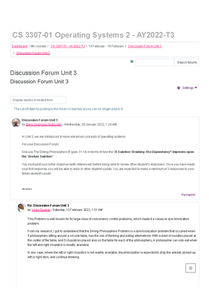 Graded Quiz Unit 6 CS 3307-01 Operating Systems 2 - Started on ...