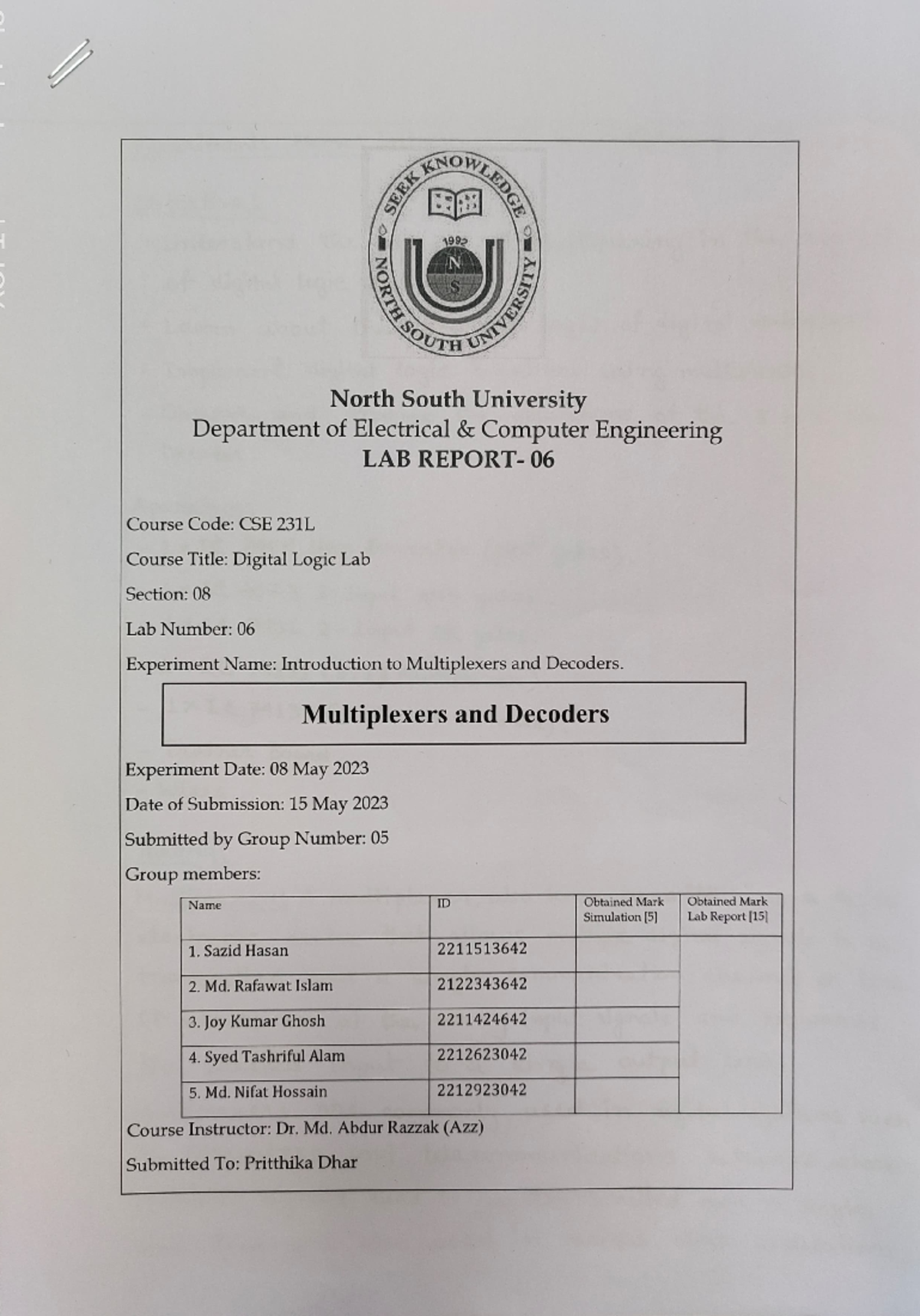 CSE%20231 L%20-%20Lab%20Report%20-%206 - OW K KN 1999 RSITY UNIV SOUTH ...