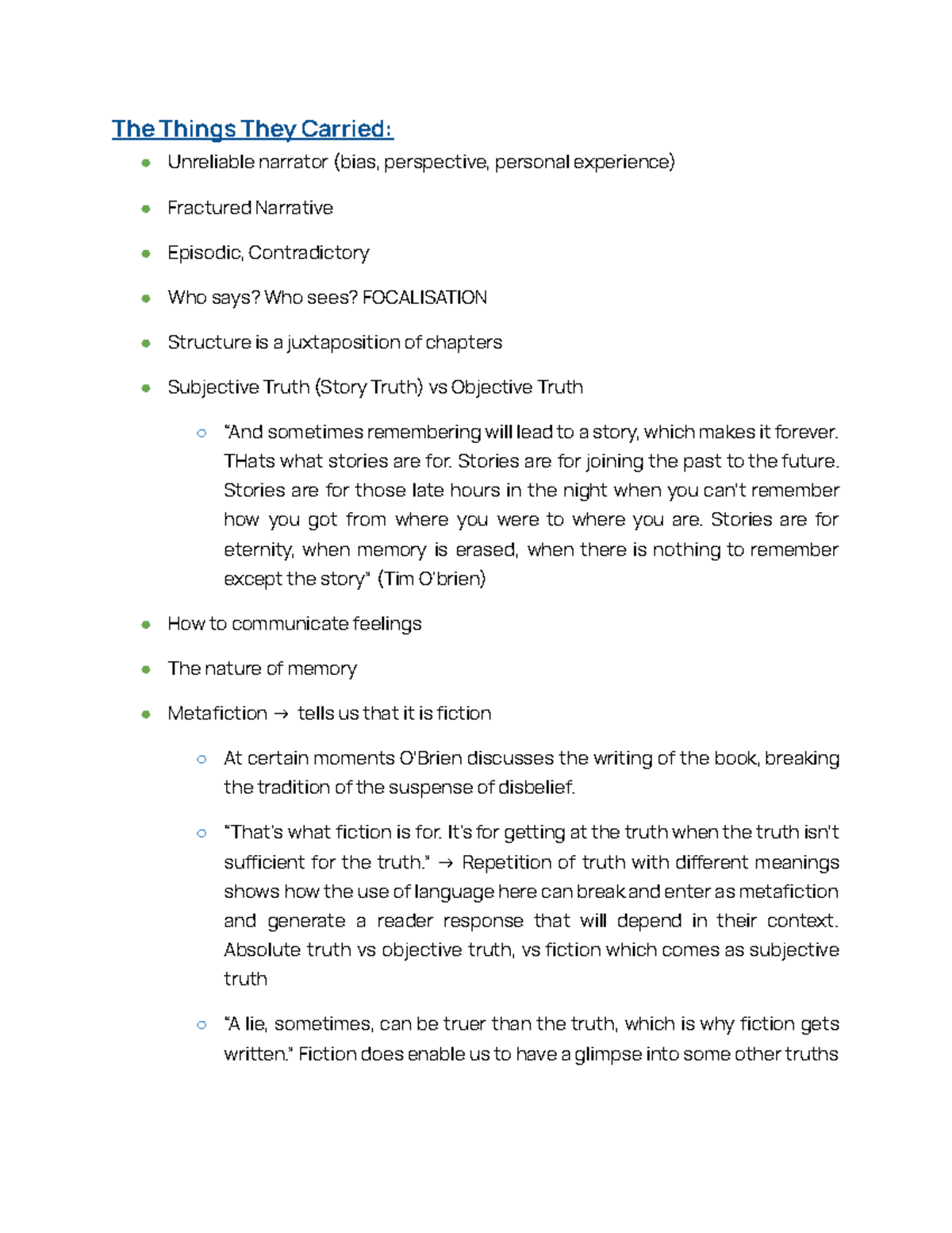 The Things They Carried - Tim Obrien - The Things They Carried ...