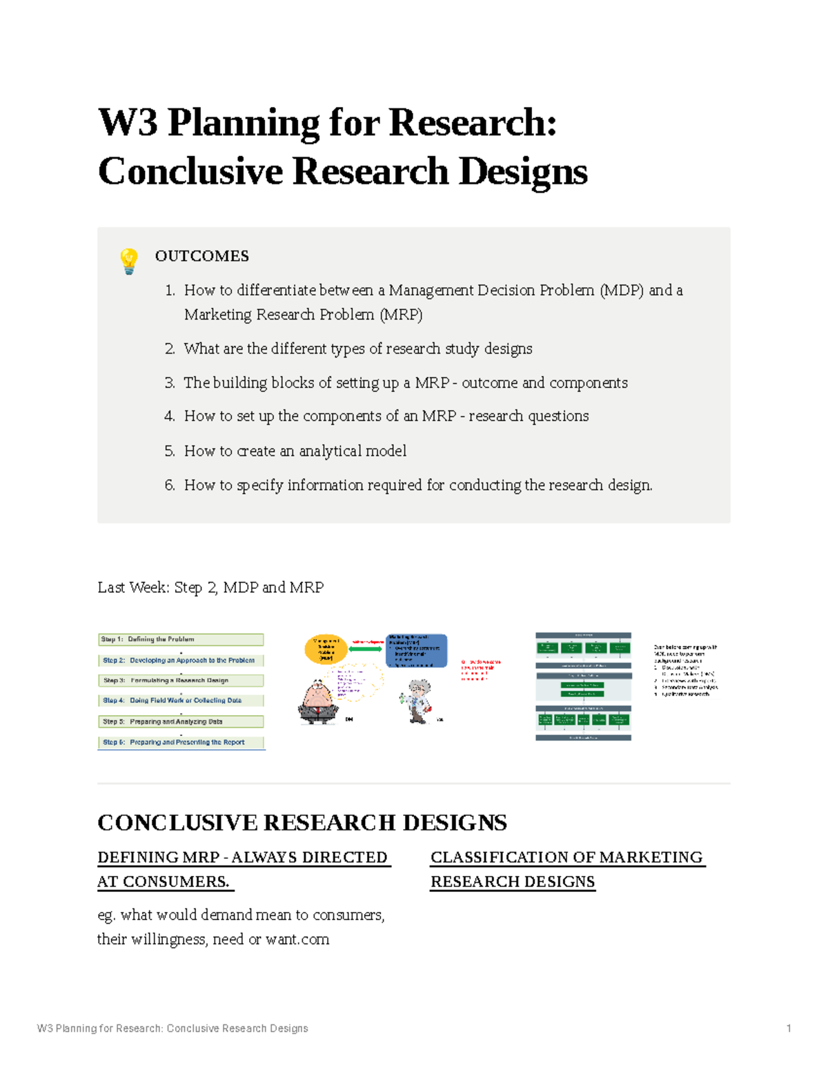 W3 Planning for Research: Conclusive Research Designs - W3 Planning for ...