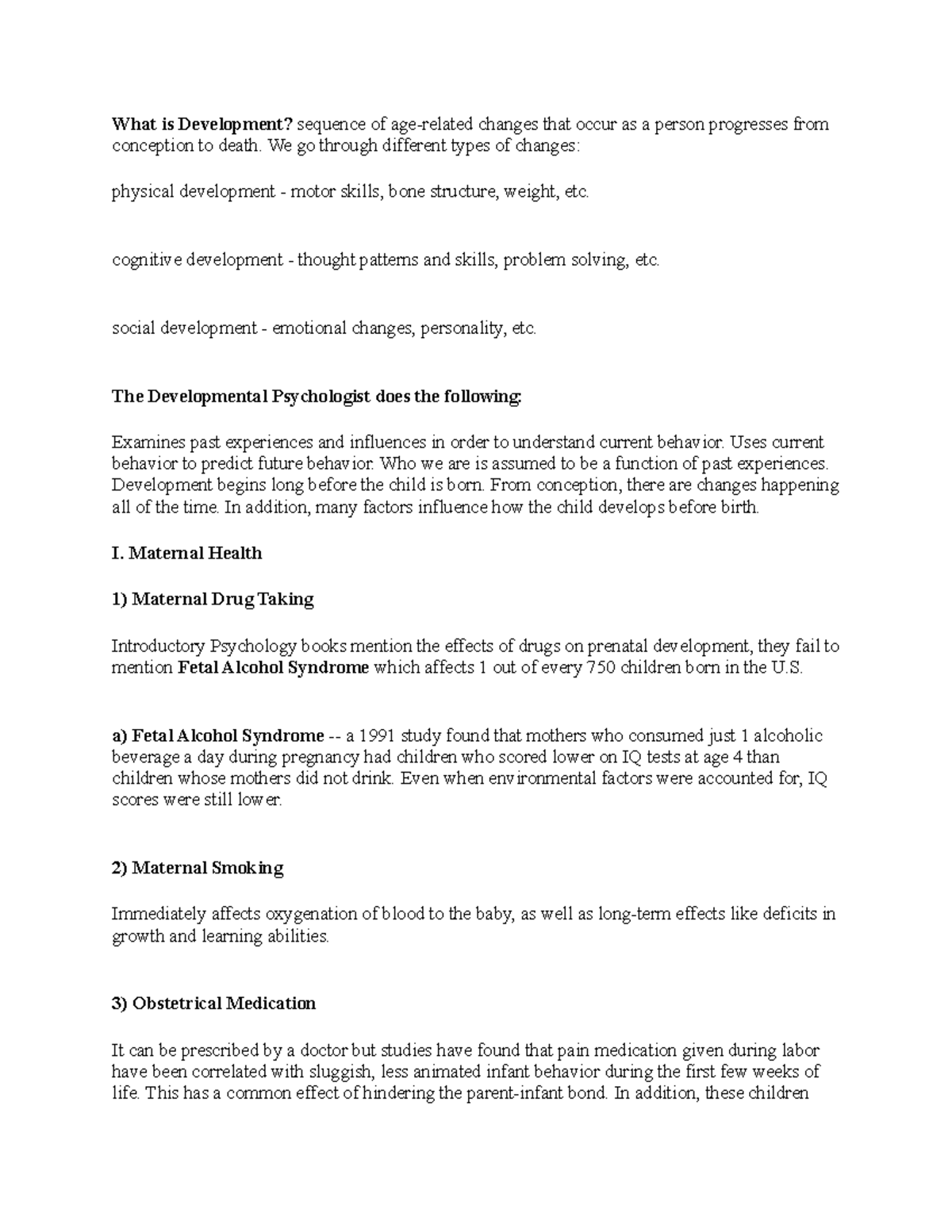 Child Development notes - What is Development? sequence of age-related ...