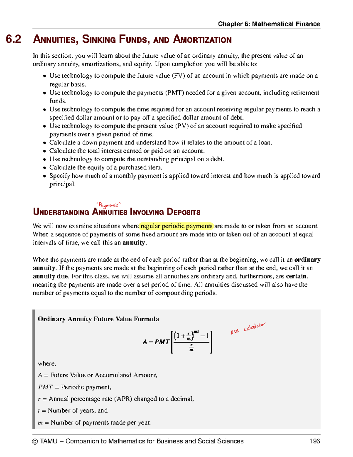 Module 6.2 Notes - Chapter 6: Mathematical Finance 6 Annuities, Sinking ...
