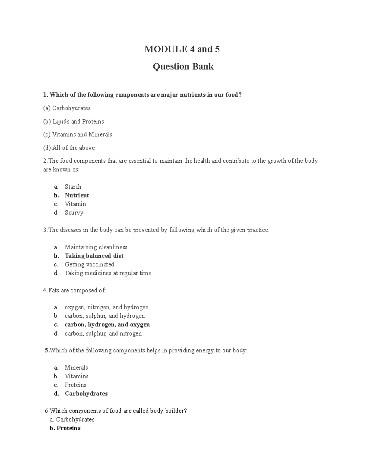 Oil and food 4 and 5 QB - MODULE 4 and 5 Question Bank Which of the ...