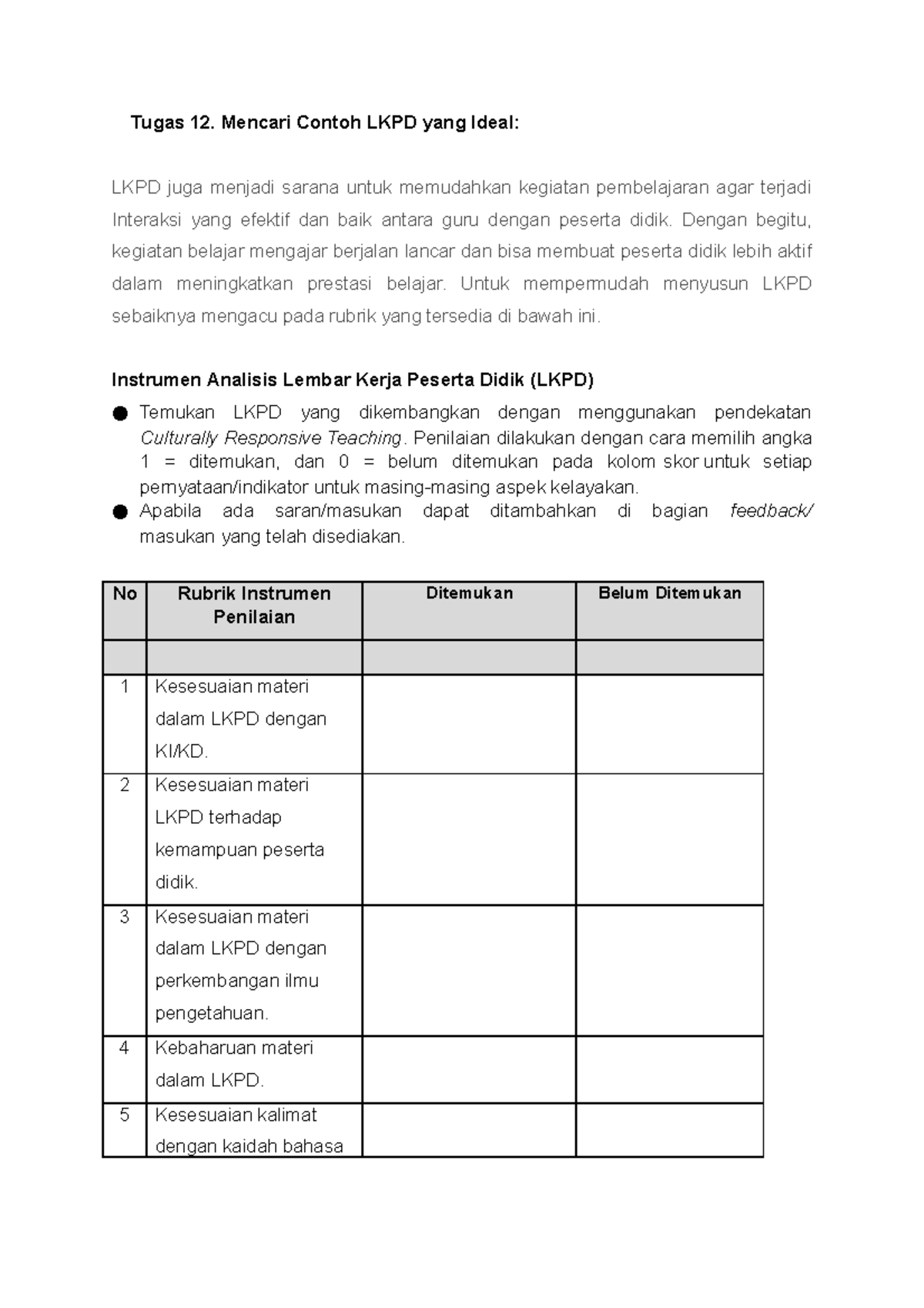 Tugas 12 - ppg prajab - Tugas 12. Mencari Contoh LKPD yang Ideal: LKPD juga menjadi sarana untuk ...