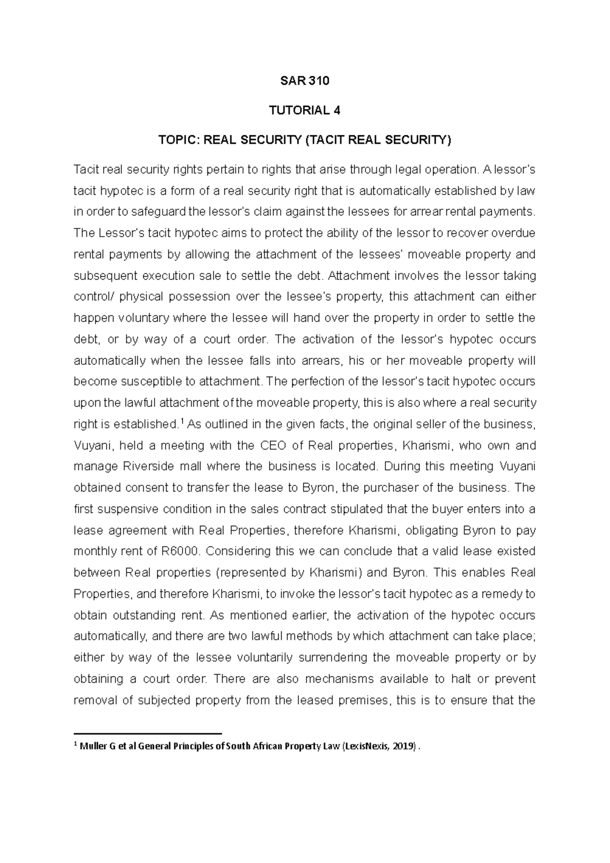 SAR Tutorial - SAR 310 TUTORIAL 4 TOPIC: REAL SECURITY (TACIT REAL ...