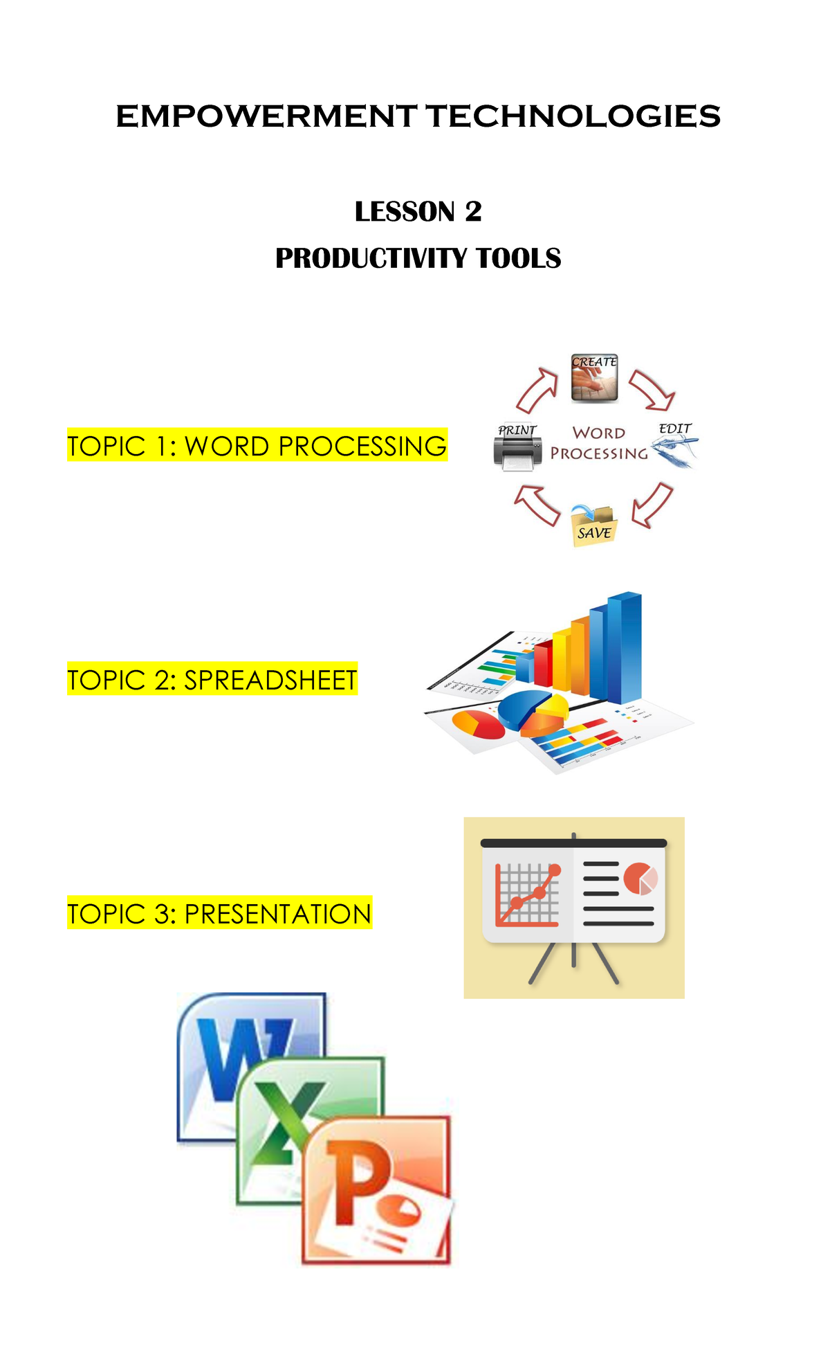 My ET Lesson 2 - Productivity Tools - EMPOWERMENT TECHNOLOGIES LESSON 2 ...