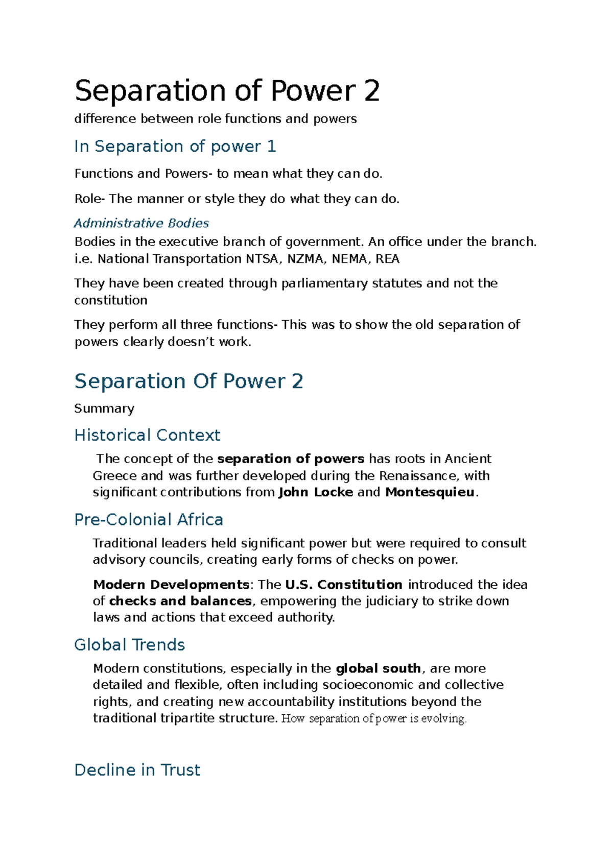 Separation of Power 2 Detailed Notes - Separation of Power 2 difference ...