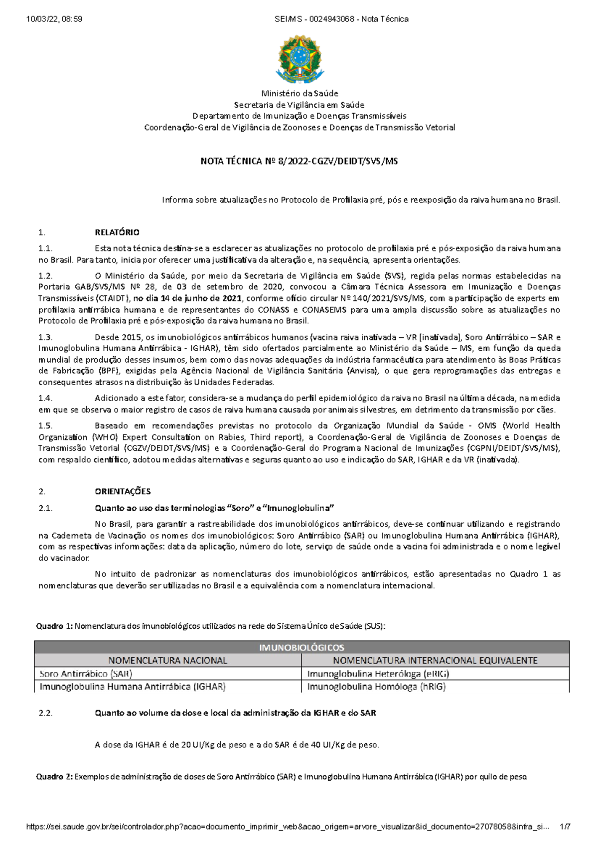Protocolo raiva 2022 - Ministério da Saúde Secretaria de Vigilância em Saúde Departamento de ...