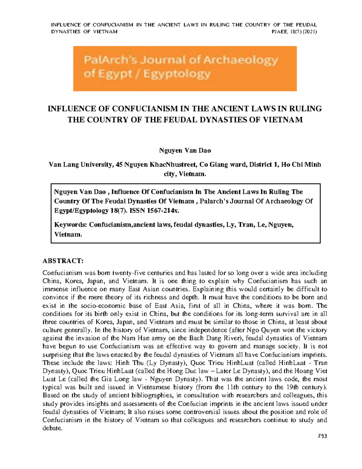 INFLUENCE OF CONFUCIANISM IN THE ANCIENT LAWS IN RULING THE COUNTRY OF ...
