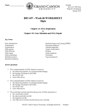 BIO-457-Week #5 Worksheet - Name: ________________ Pientak BIO-457 ...