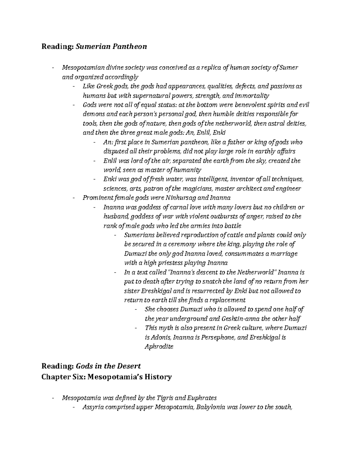 Class 2 Notes - Mesoptamian history. Dr. Frame - Reading: Sumerian ...