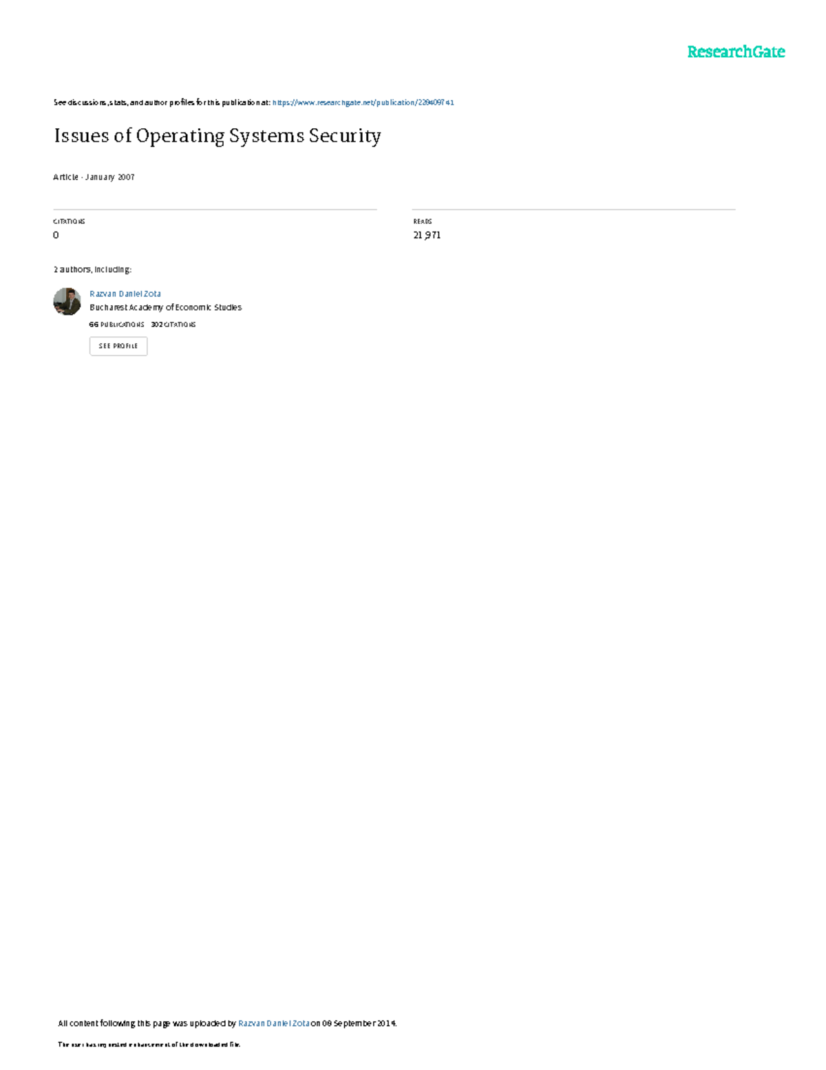 Issues Of Operating Systems Security See Discussions Stats And 2226