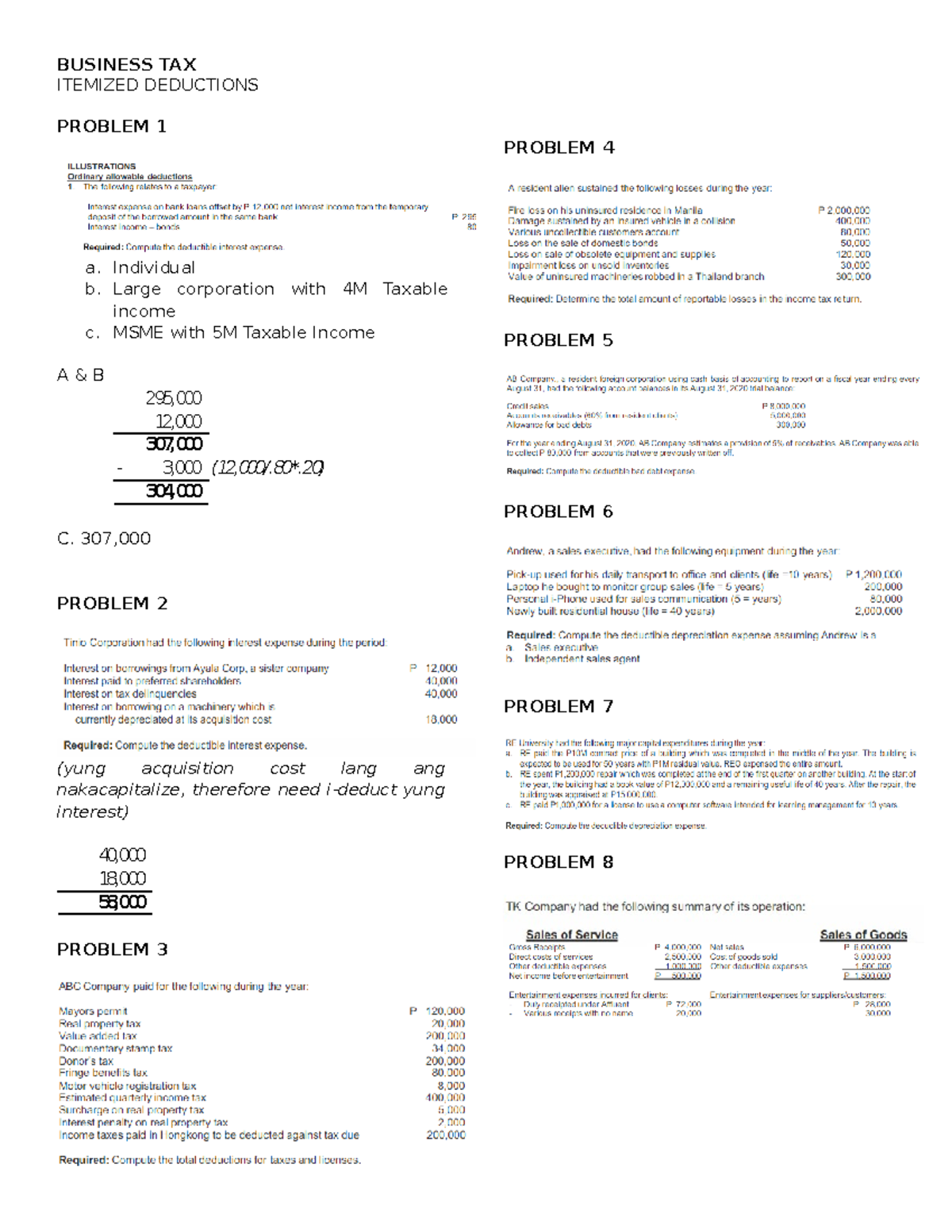 Itemized Deductions - prob - Accounting for Special Transactions ...
