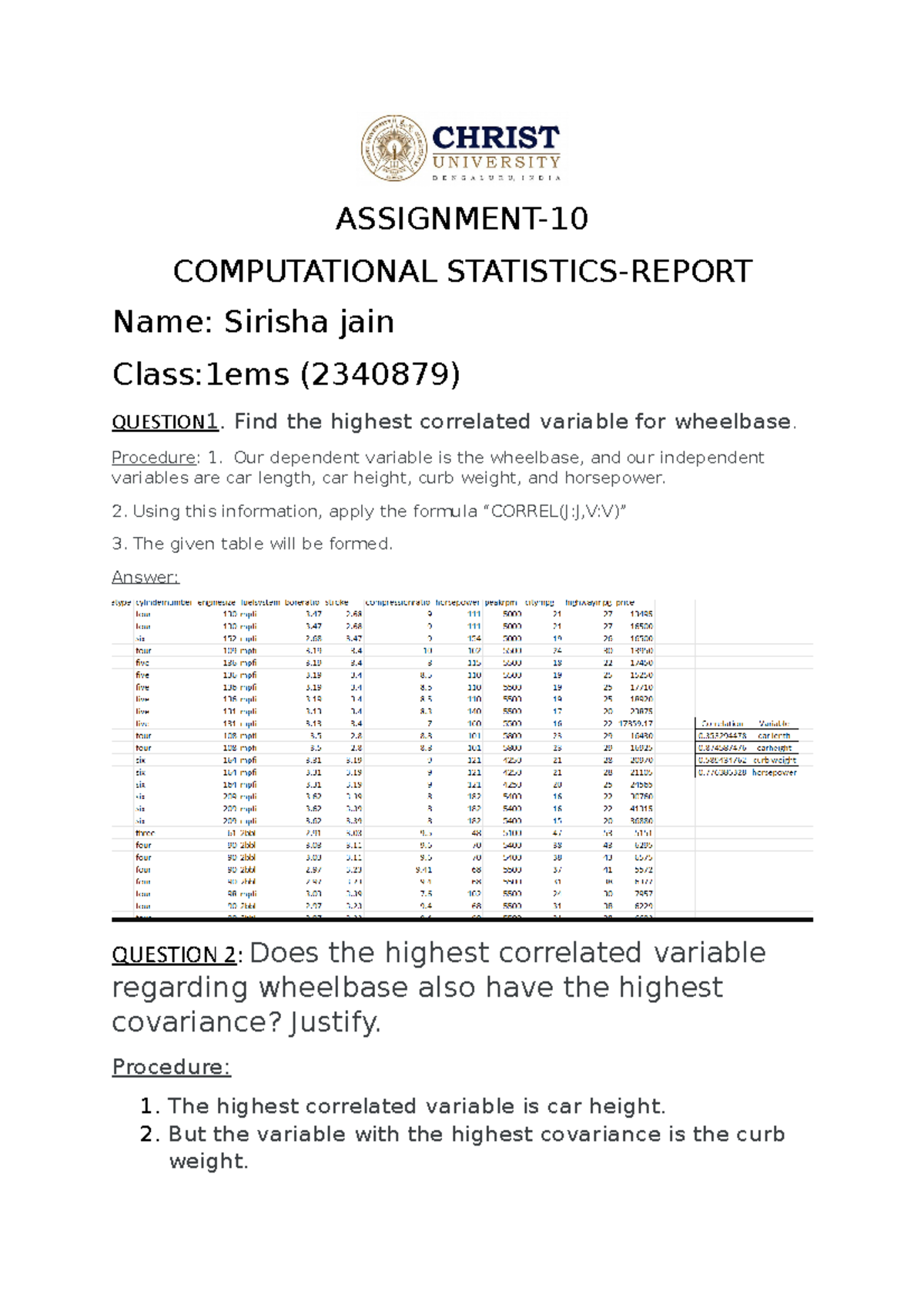 Assignment-10 - hi jhkjh - ASSIGNMENT- COMPUTATIONAL STATISTICS-REPORT ...
