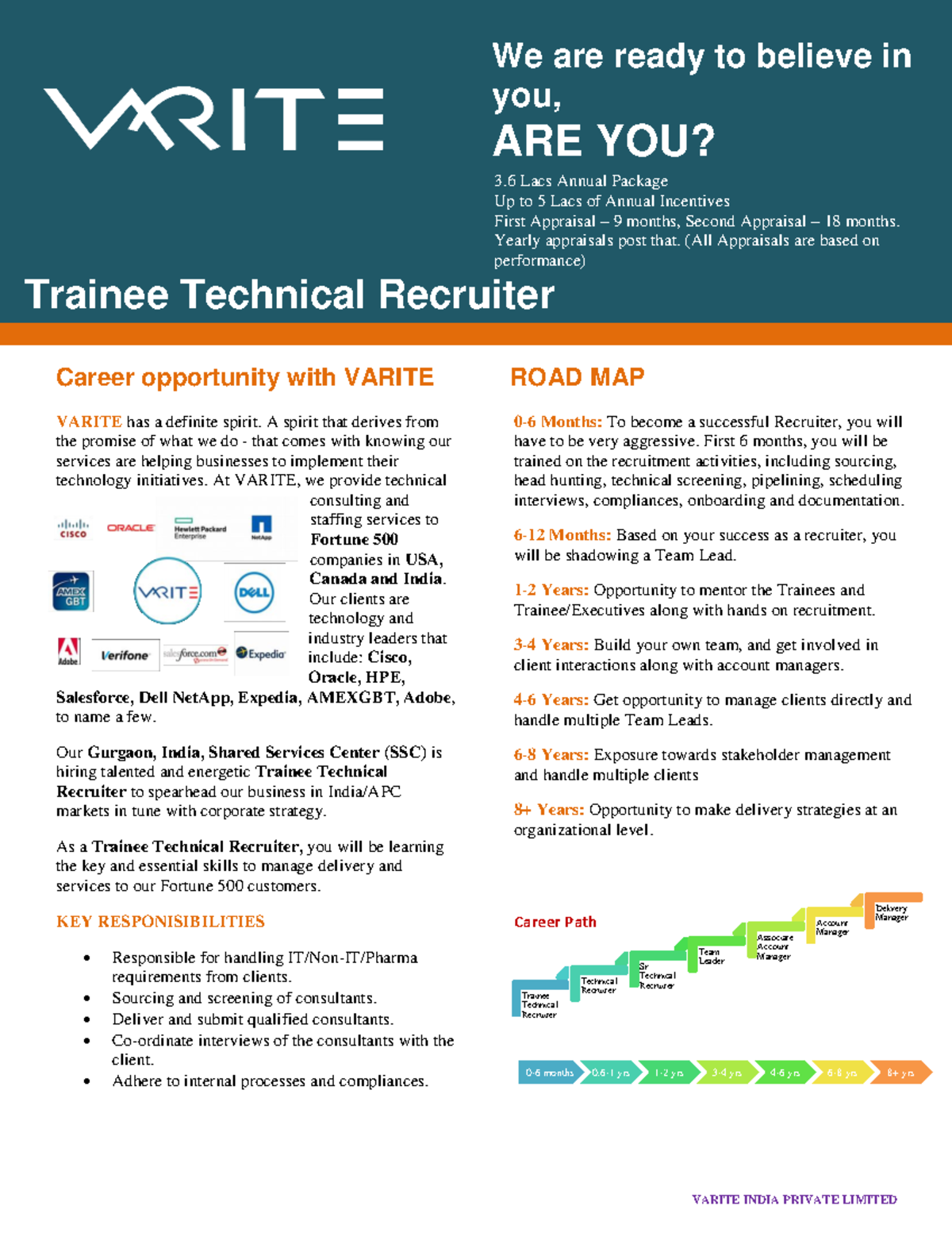 Job Ad - Trainee Technical Recruiter - Career opportunity with VARITE ...