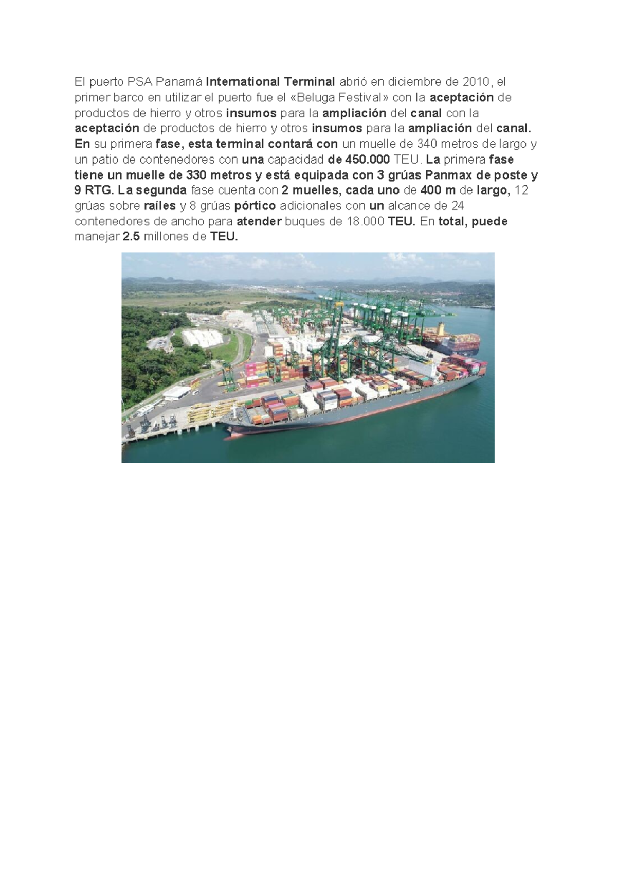 Panama international terminal - El puerto PSA Panamá International ...