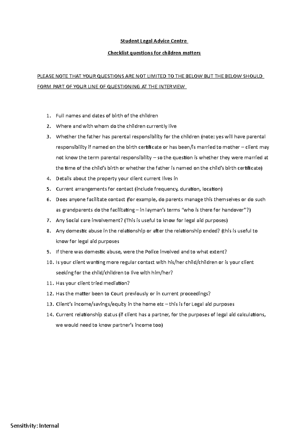 CLS Children matters checklist(1) - Student Legal Advice Centre ...