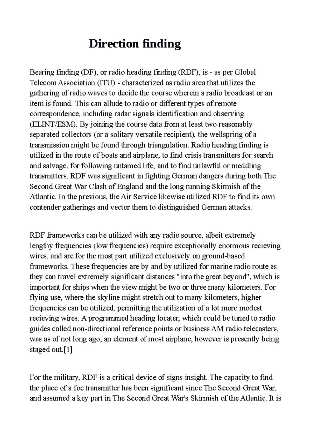 Direction finding - Shafina - Direction finding Bearing finding (DF ...
